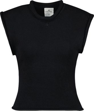 Courr&egrave;ges Courreges Ribbed Cotton Tank Top - Black
