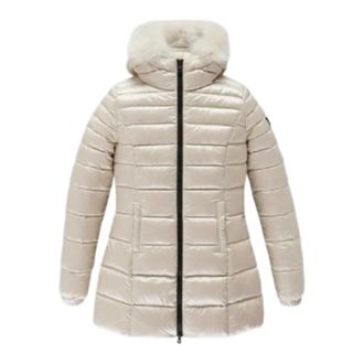 RefrigiWear Lange Pelzjacke mit Logo&auml;rmel - - Jackets - Damen - Beige - L