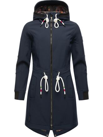 Marikoo Damen &Uuml;bergangsjacke Softshellmantel mit Kapuze Mount Furnica Navy Gr. 3XL