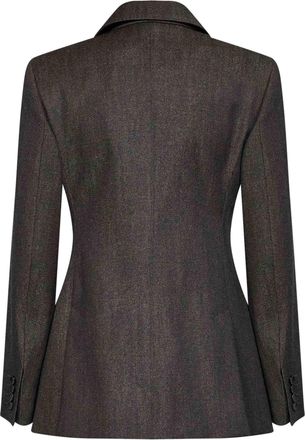 Max Mara Virgin Wool Fitted Waist Blazer - Brown