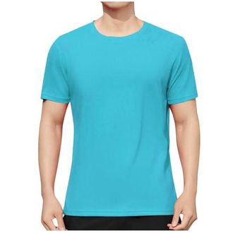 Generic T-shirt &agrave; col rond uni d&eacute;contract&eacute; classique polyvalent extensible l&eacute;ger respirant basique &agrave; manches courtes pour course &agrave; pied gym, Vert (01), 4XL
