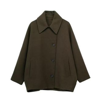 Generic Trench surdimensionn&eacute; pour femme avec revers large, manteau long d&eacute;contract&eacute; &agrave; bouton unique avec poches plaqu&eacute;es, vert militaire, XS