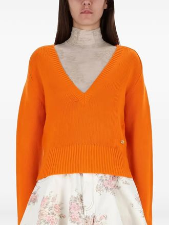 Ganni pull en cachemire &agrave; col v - Orange