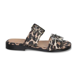 Ganni Femme, Chaussures, Multicolore, Taille: 38 EU Sandales &agrave; Boucle L&eacute;opard
