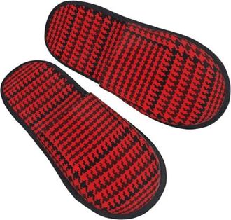 Generic Pantoufles En Peluche Rouge Et Noir Chaussons Chauds L&eacute;g&egrave;res Slippers Pour Chambre Unisex Int&eacute;rieur L