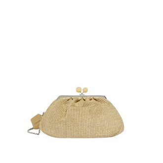 Max Mara Femme, Sacs, Jaune, Taille: ONE Size Sac &agrave; bandouli&egrave;re en raphia dor&eacute;