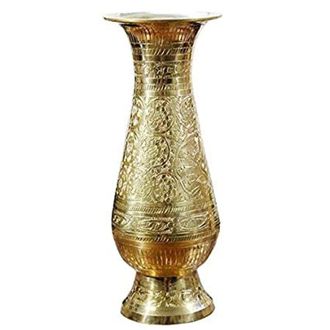 Generic PSQURMART Metall Messing Blumenvase Messing Blumentopf mit Bidri Nakkashi Arbeit f&uuml;r B&uuml;ro und Heimdekoration mit Design und Nakarshi, Gr&ouml;&szlig;e -21,6 cm