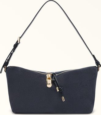 Furla Debby Schultertasche Toni Ink Blue Blau Wildleder + Sidney-kalbsleder Damen