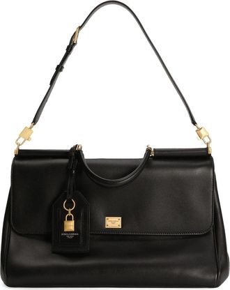 Dolce & Gabbana Womens My Sicily Handbag Black Leather Handbags Hand Bags