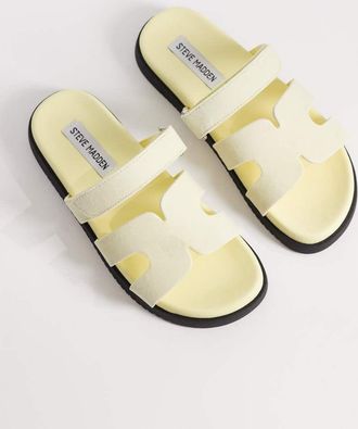 Steve Madden Missile - Sandales &agrave; lani&egrave;res en daim - Jaune beurre