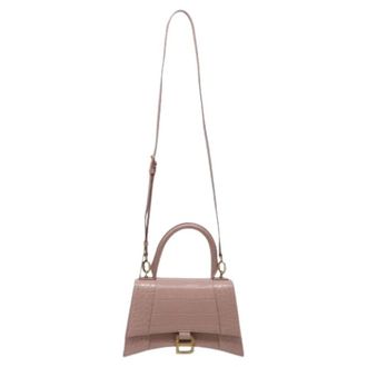 Balenciaga Pre-owned Hourglass Small Croc-Embossed Handbag in Beige Leather - - Pre-owned - Damen - Rosa - ONE SIZE