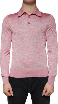 Dolce & Gabbana Homme, Tops, Rose, Taille: XS Polo Manches Longues