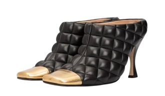 Bottega Veneta Black Quilted Leather Mules Size 37