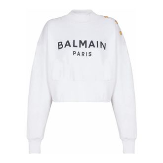 Balmain Femme, Sweatshirts et sweats &agrave; capuche, Blanc, Taille: 46 FR SweaT-shirt imprim&eacute; Paris