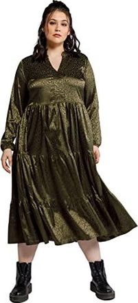 STUDIO UNTOLD Robe en Jacquard Lion, Couleur : Vert Olive Clair, 44 Femme