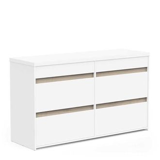 Demeyere Commode 6 Tiroirs Moderne avec Poignées Ergonomiques en Bois - Coloris Blanc - Chambre pour Adulte Clyde - 50 x 154,5 x 89,2 cm