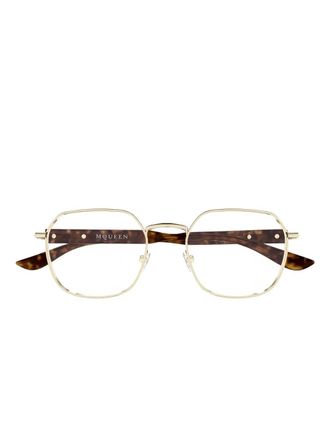 Alexander McQueen Eyewear Brille mit geometrischem Gestell - Gold