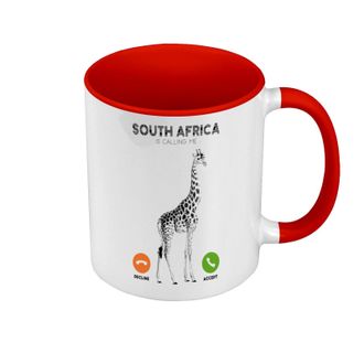 Fabulous Tasse, hochwertig, Rot - S&uuml;dafrika Is Calling Me Giraffe Animals Savannah - Tasse mit Henkel und farbigem Innenfutter