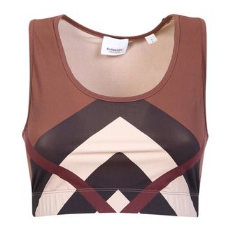 Burberry Femme, Sport, Brun, Taille: 36 FR Top court &agrave; motif &agrave; chevrons