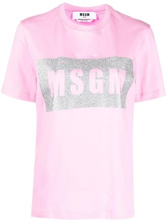 Msgm t-shirt en coton à logo imprimé - Rose