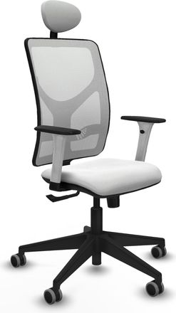 Piqueras y Crespo Schreibtischstuhl in Wei&szlig;, mit wei&szlig;en und schwarzen Armlehnen, h&ouml;henverstellbare Lendenwirbelst&uuml;tze und festes Kopfteil, ausgestattet mit 3 Positionen