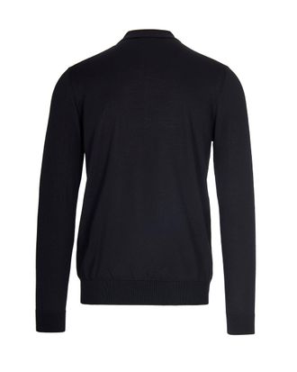 Paolo Pecora Mens Polo Half-Zip Virgin Wool Black Shirts T-shirts And Polos