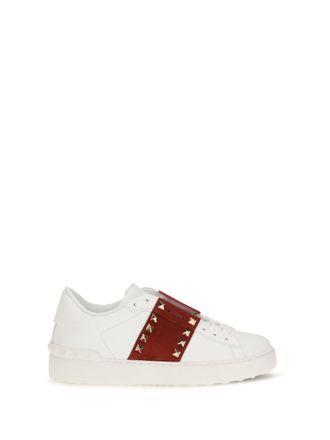 Valentino Garavani Womens Sneakers Rockstud Untitled White-Russet Red Red-White Upper: Calf Leather Trainers White/russet Red/white