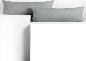 Decoking 2 Kissenbezüge 40x145 cm Jersey 100% gekämmte Baumwolle Reißverschluss Stahl Amber