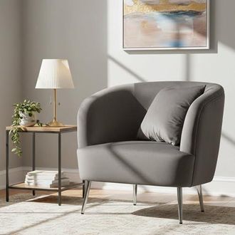 Dmora Madeira Sessel Grau mit Armlehnen, Belastbar bis 150 kg