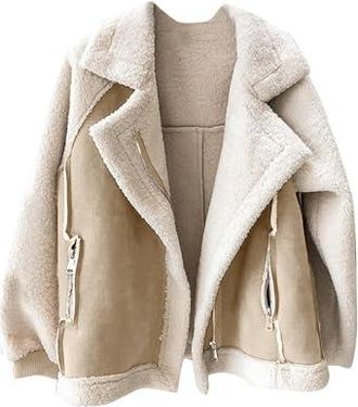 Generic Manteaux dhiver en coton pour femmes - Manteau dhiver pour femme - Veste polaire d&eacute;contract&eacute;e douce et chaude en laine dagneau avec poches - Manteaux 