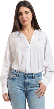 Guess Femme, Blouses et Chemises, Blanc, Taille: 36 FR Carmela Long Sleeve Bodysuit Shirt