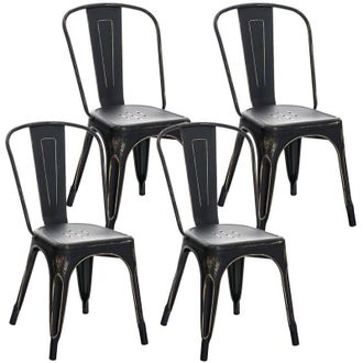 Clp Lot de 4 chaises Benedikt Noir-Or