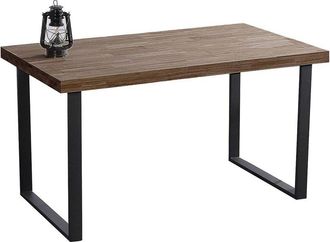 PEGANE Table à manger rectangulaire en bois coloris chêne américain / pieds noir - Longueur 140 x profondeur 80 x hauteur 76 cm -PEGANE