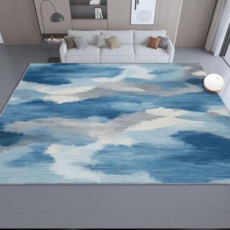 Generic Paillasson Antid&eacute;rapant Bleu 160 x 230 cm, Tapis de Sol dint&eacute;rieur Lavable pour entr&eacute;e Cuisine Chambre &agrave; Coucher paillasson d&eacute;coratif, imprim&eacute; Moderne