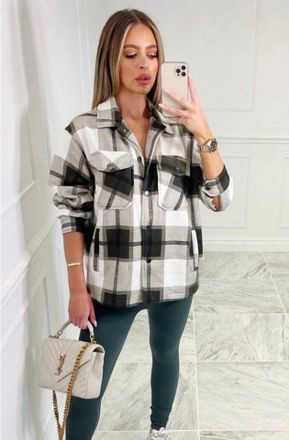 Worldclassca Flanellbluse Worldclassca Oversized Karo Hemd Hemdjacke Kariert Holzfällerhemd