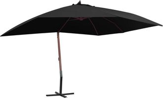 vidaXL Parasol suspendu avec m&acirc;t en bois 400x300 cm Noir