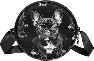 Generic Petit sac &agrave; bandouli&egrave;re circulaire pour femme, petit sac &agrave; bandouli&egrave;re avec fermeture &eacute;clair, bretelles r&eacute;glables, sac &agrave; main rond d&eacute;contract&eacute; pour fe