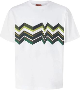 Missoni Homme, Tops, Vert, Taille: XL T-shirt &agrave; motif zigzag