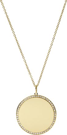 Fossil Womens goldfarbene Edelstahlkette mit Karabinerverschluss Runde Halskette mit Anhängern