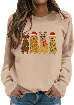 Generic Pull Moche Femme Sweat-Shirt Femme Col du Cou Manches Longues Confort DéContracté sans Capuche Polaire Douce Parfait Vacances FêTes Tendance Mode