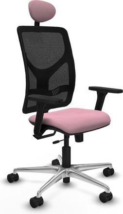 Piqueras y Crespo Computerstuhl in Rosa, mit 3D-Armlehnen, h&ouml;henverstellbarer Lendenwirbelst&uuml;tze und festem Kopfteil, ausgestattet mit Syncro/Traslack und Schneideschau