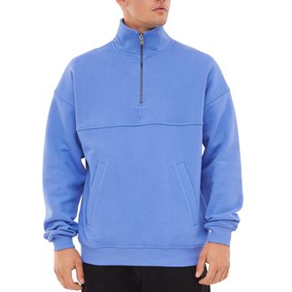 Johnny Urban Sweatshirt mit Rei&szlig;verschluss Herren & Damen Blau Lila - Cooper - Half Zip Sweater Pullover aus Baumwolle - Oversized Troyer Mit K&auml;ngurutasche - Stehk