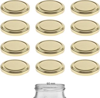 mikken Art 12 Deckel TO 70/7,3 cm pasteurisierbar für Marmeladengläser Twist-Off Ersatzdeckel Schraubdeckel für Sturzgläser, Einmachgläser gold