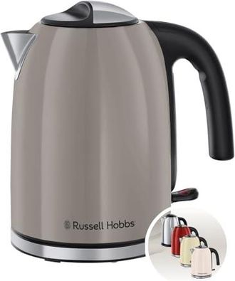 Russell Hobbs Wasserkocher [1,7L, 2400W] Colours Plus Mocha (Edelstahl-Akzente, Schnellkochfunktion, Wasserstandsanzeige, Herausnehmbarer Kalkfilter, Energiesparend