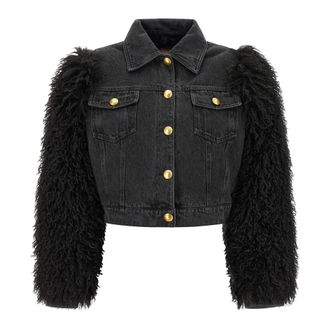 Twinset Femme, Vestes, Noir, Taille: 38 FR Veste en jean courte
