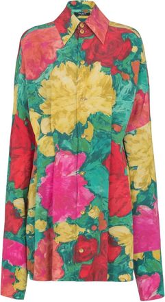 Balmain Hemdkleid mit Blumen-Print - Gr&uuml;n