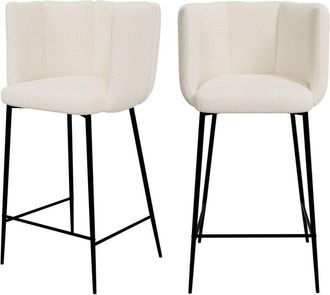 Rendez-Vous Déco Rendez-vous Déco - Lot de 2 chaises pour îlot central 67 cm en tissu bouclé beige - rosy