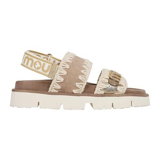 Mou Femme, Chaussures, Beige, Taille: 38 EU Sandales en cuir m&eacute;tallis&eacute;
