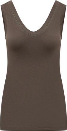 Brunello Cucinelli Femme, Tops, Brun, Taille: 42 FR Monili Trim Tank