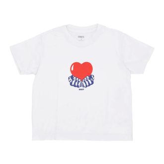 Obey Femme, Tops, Blanc, Taille: 42 FR Love Tee Blanc T-shirt à Manches Courtes